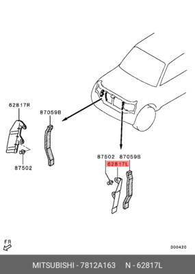 Genuine OE Moulding Assembly Plastic 7812A163 For Mitsubishi 7812-A163 ...