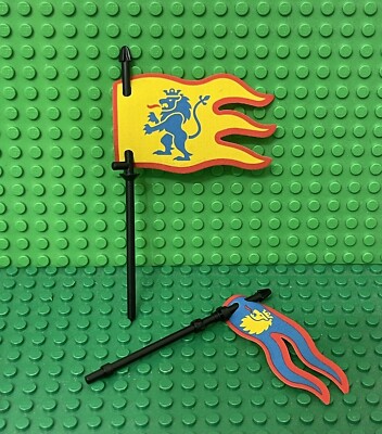 Lego 2 Lion Castle Knights’ Cloth Flag / banner With Flags Holder ...