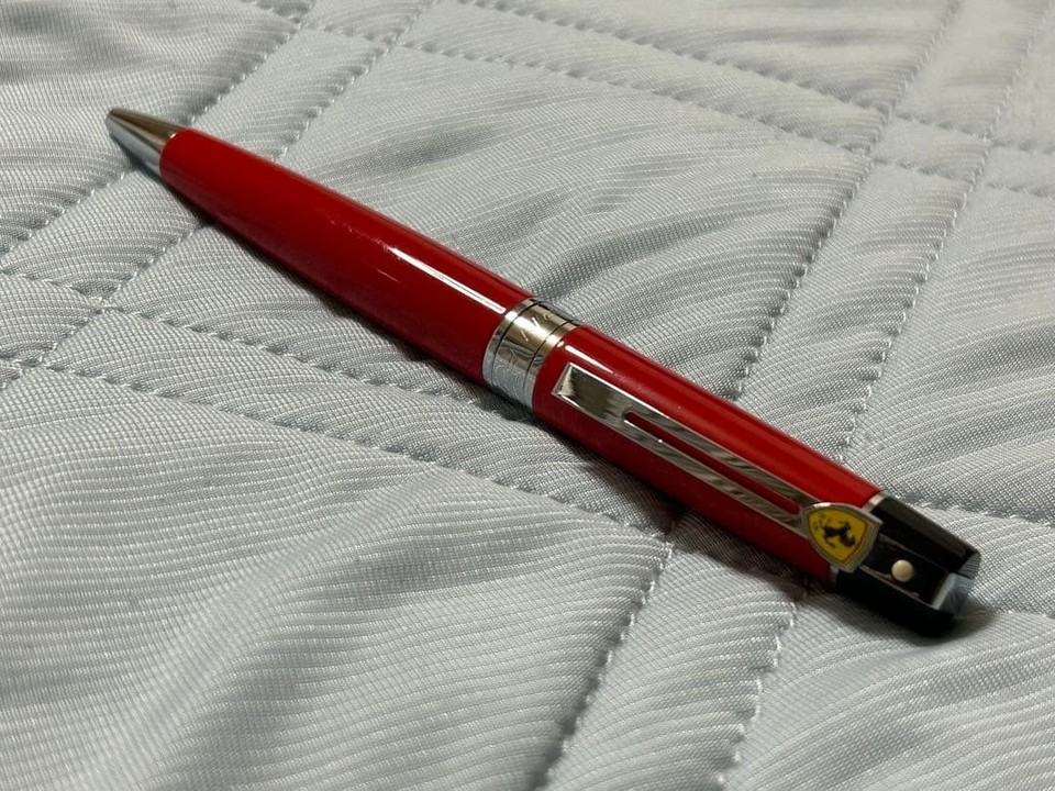 Ferrari Red Ballpoint Pen Metal Clip Logo Stylish Writing Instrument ...