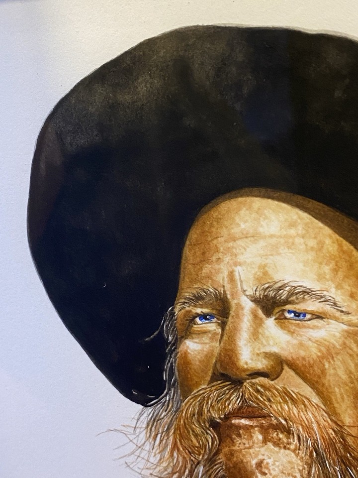 1995 Signed Original Ken Schmidt Framed Cowboy Man Watercolor Pen Art ...