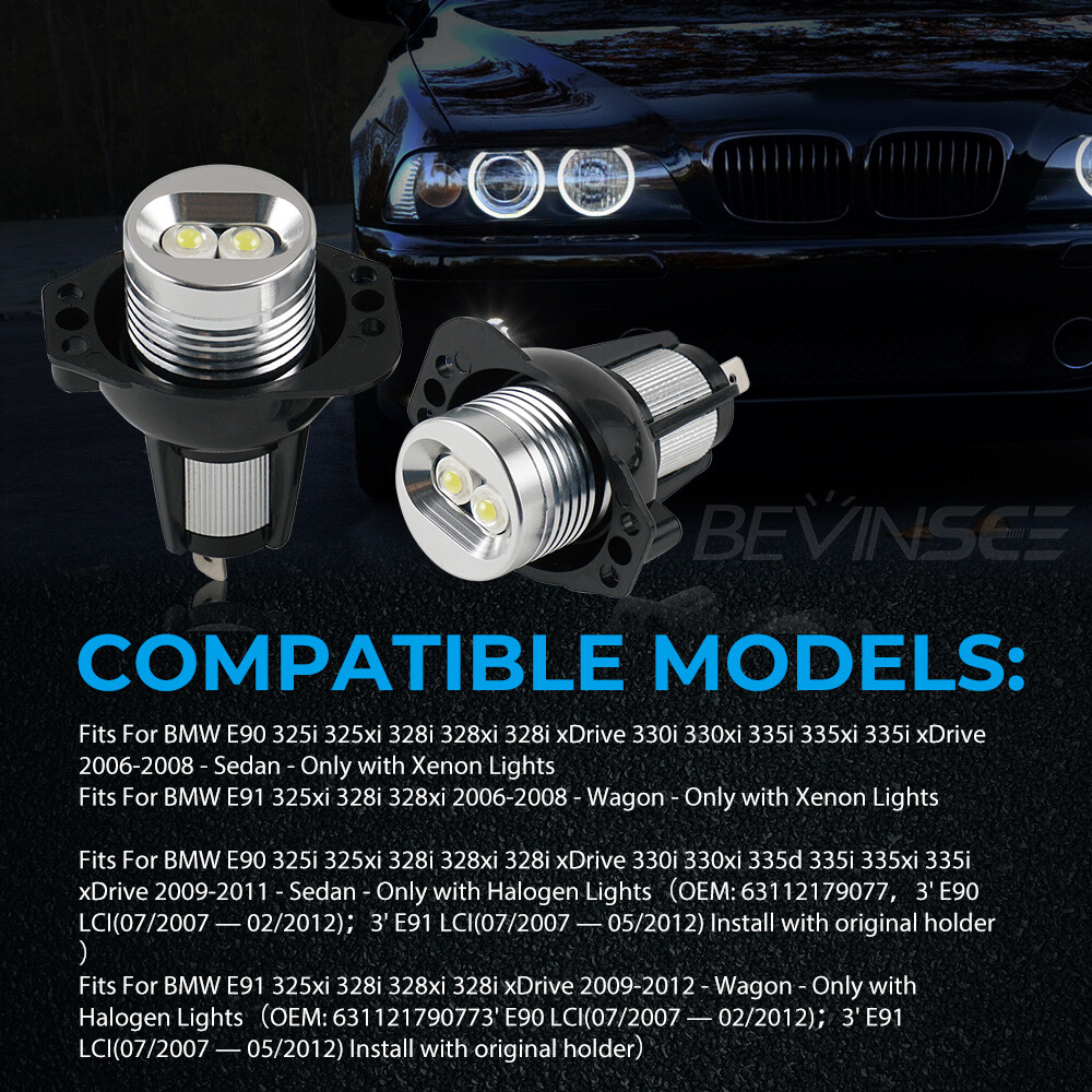 For BMW E90 E91 Pre-LCI LED Angel Eyes Halo Marker Light Bulb Error ...