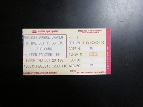 Oct 29, 1987 The Cars Ticket Stub | eBay