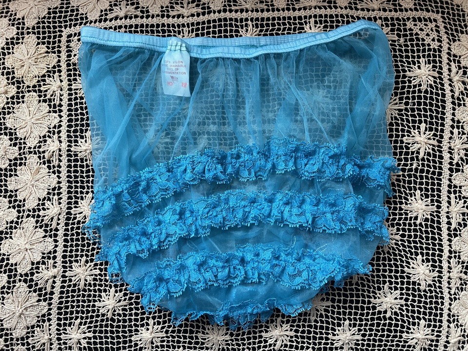 VTG Blue Sheer Nylon Ruffle Bloomers 1960s PANTY Knickers Size M | eBay