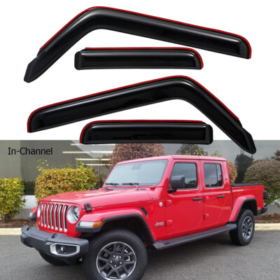In-Channel Window Visor Sun Rain Guard for 2018-2025 Jeep Wrangler ...