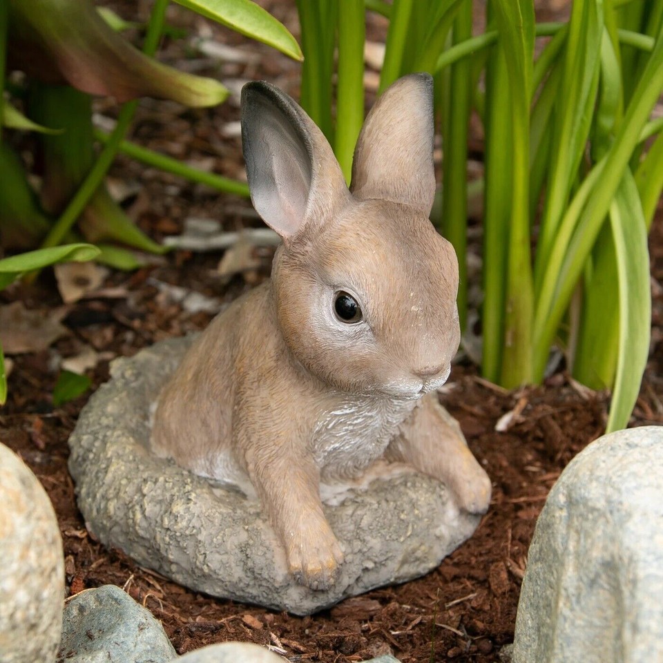 Curious Bunny Rabbit Statue Figurine Patio Yard Lawn Outdoor Garden ...