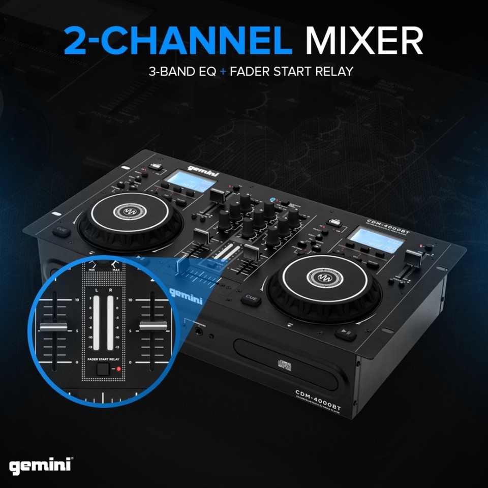 Gemini Sound CDM-4000BT: All-in-One DJ CD Player & Mixer Combo with ...