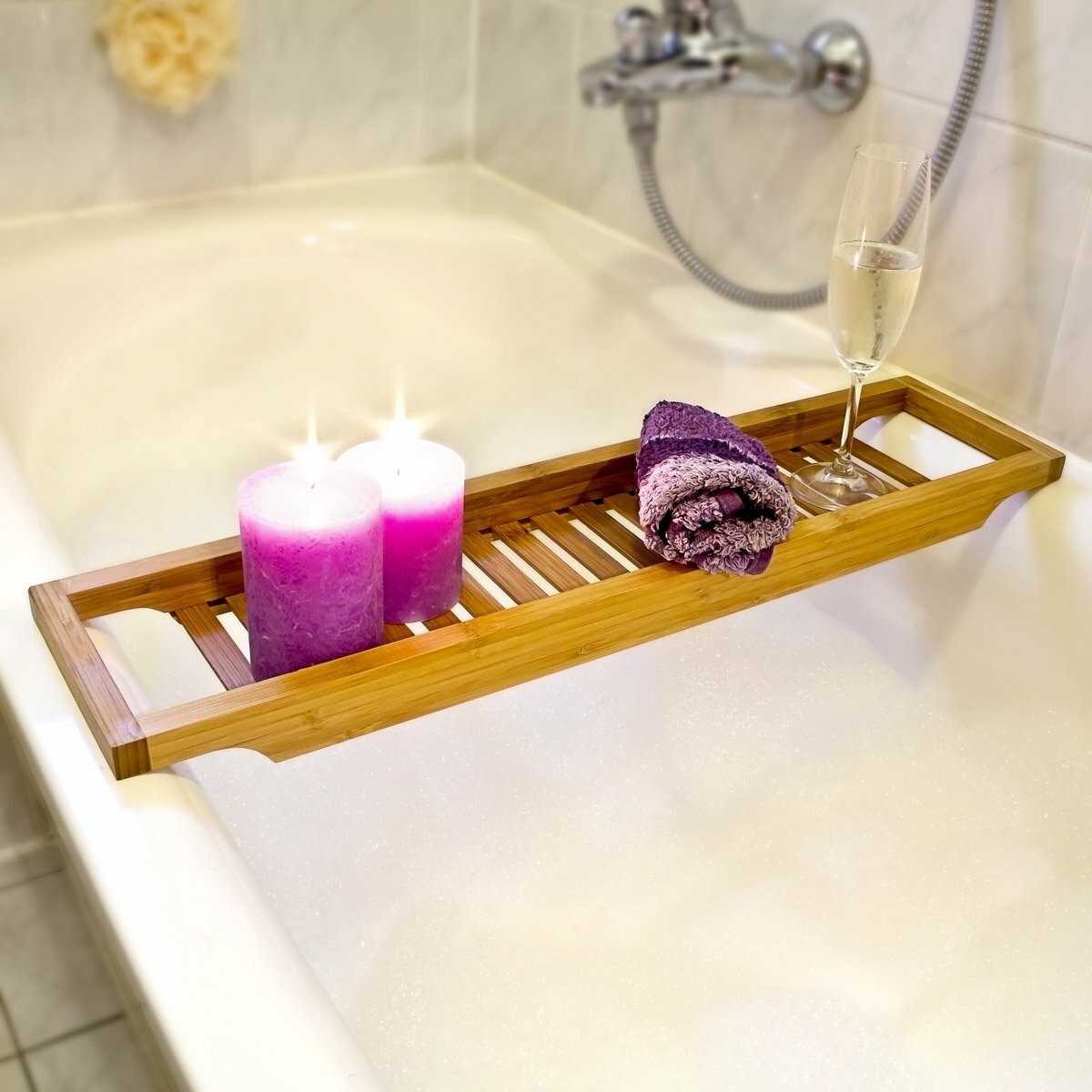 BAMBOO WOOD OVER BATH BRIDGE TUB RACK STORAGE SHOWER SHELF ORGANIZER ...