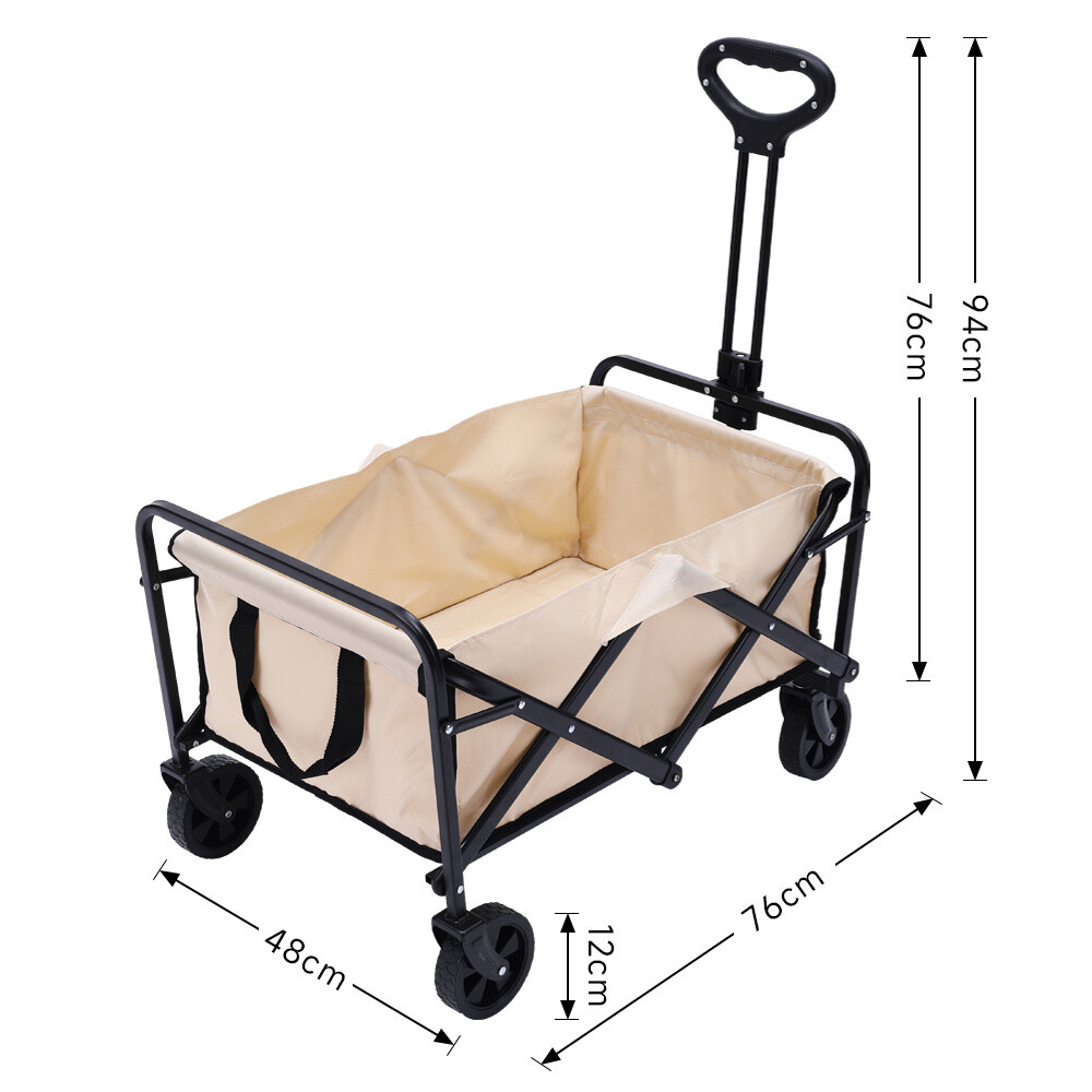 Folding Pull Along Garden Camping Trolley Cart Outdoor Beach Fishing ...