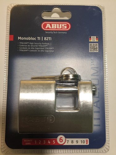 Authentic ABUS 82TI/70 Titalium Special Aluminium Monoblock Padlock ...