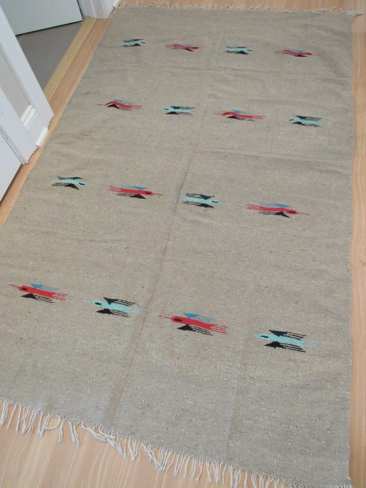 Antique Native American bird blanket rug 80”x46” large Indian art | eBay