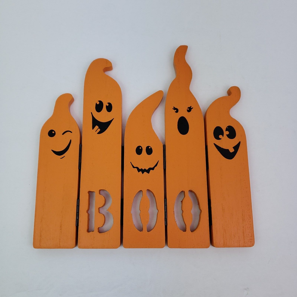 XM Arts Co Home Decor October Halloween Orange Ghost BOO Wooden ...