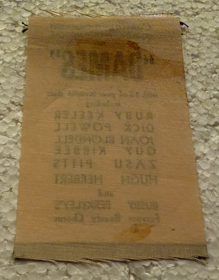 DAMES RARE SILK USHER BADGE BUSBY BERKELEY KEELER POWELL BLONDELL ZASU ...