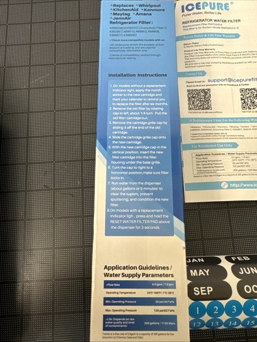 Ice Pure Refrigerator Water Filter Replacement RWF0500A For Whirlpool ...