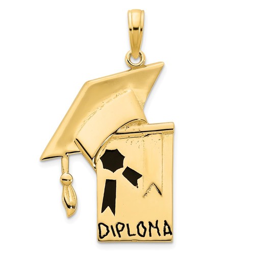14k Yellow Gold Epoxy Graduation Cap and Diploma Pendant | eBay