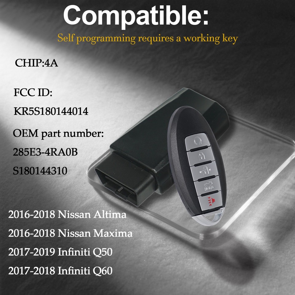 2 For 2016 2017 2018 Nissan Altima Smart Remote Key Fob+OBD Tool ...
