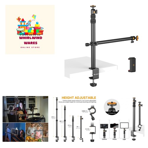 Camera Desk Mount with Auxiliary Holding Arm, Overhead Camera Mount ...