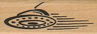 Flying UFO 1 x 2 1/4" Rubber Stamp, Celestial Stamp, Space, Alien Stamp ...