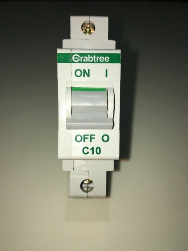 Crabtree Polestar 10Amp C10 Type C MCB Single Pole Circuit Breaker ...
