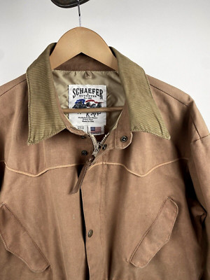 Vtg Schaefer Outfitters Waxed Cotton Rangewax Drifter Coat Cowboy Farm ...