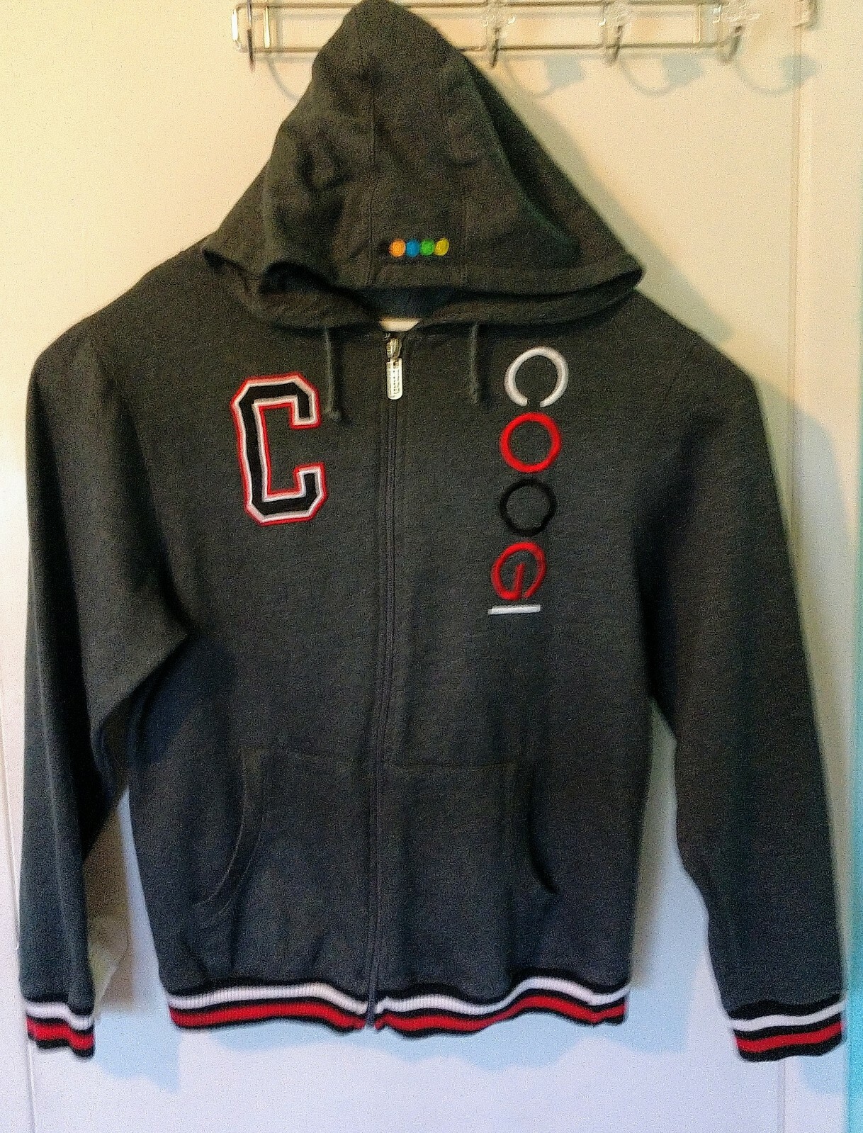Coogi Zip Up Hoodie Sweatshirt Jacket Grey & Red Embroidered L | eBay