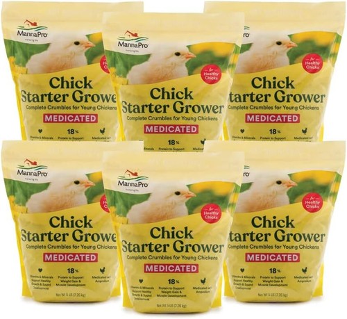 Chick Starter Grower Crumbled Chick Feed for Young Chickens 6-Pack of ...