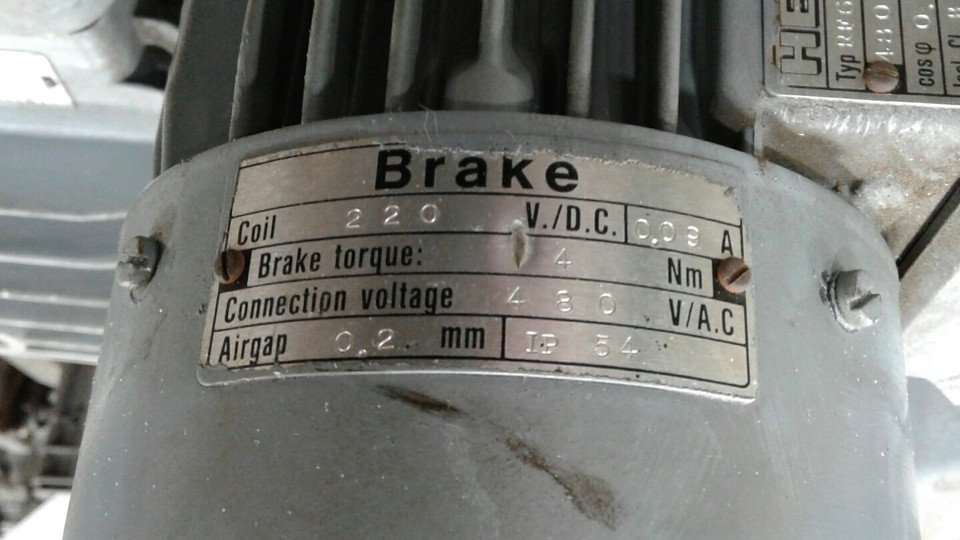 HEW RF132S/4 Motor w Gearbox and Brake 7.5 HP 1725RPM 480V #1039KWJ134 ...