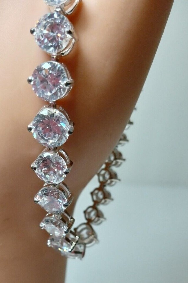 STUNNING Sterling Silver 925 RJ 33 Graduated CZ's 7 1/4" Tennis ...