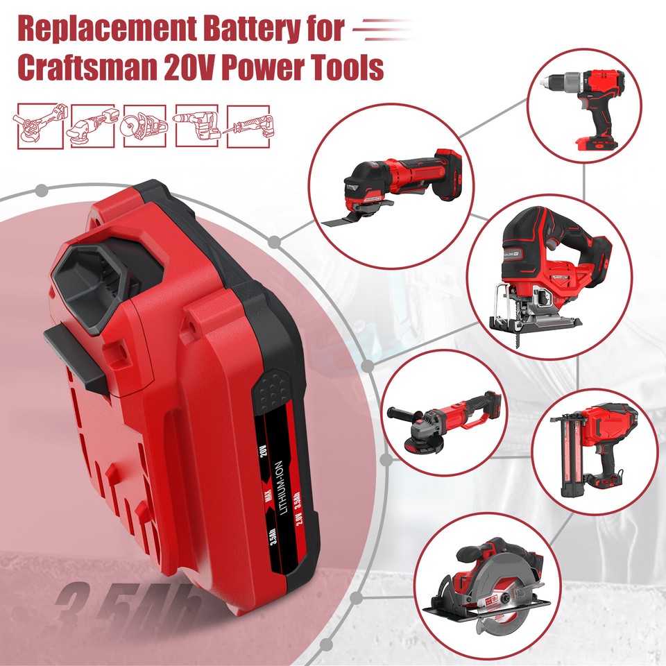 For Craftsman V20 Battery 20 Volt 3Ah Lithium Ion 20V CMCB205 CMCB204 ...
