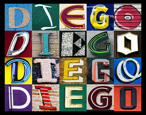 DIEGO Name Poster featuring photos of actual sign letters | eBay