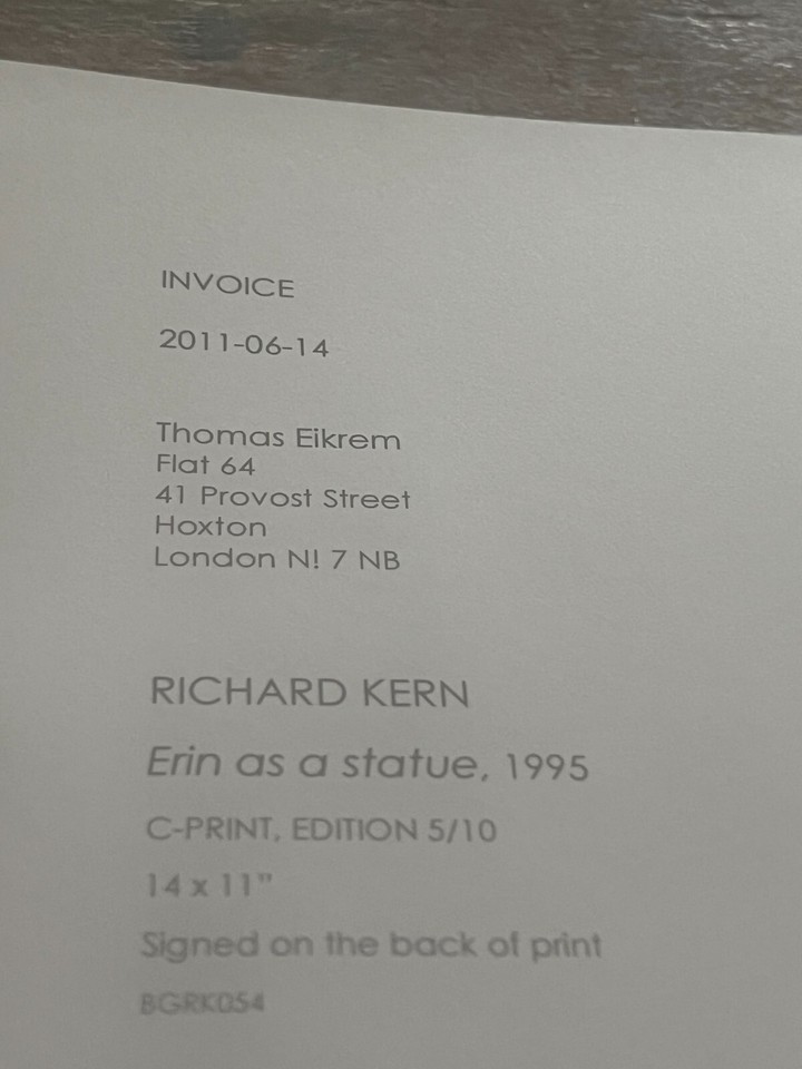 Richard Kern Photo: "Erin as a Statue" 1995, ed 5/10, C-Print, Signed ...