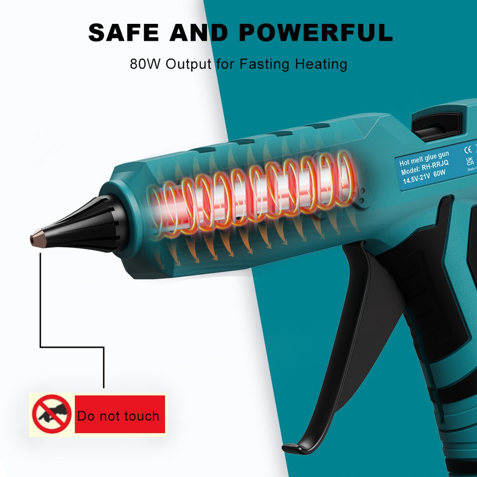 60W Cordless Hot Melt Glue Gun Sticks Gun with 10 Pcs Glue Stick for ...