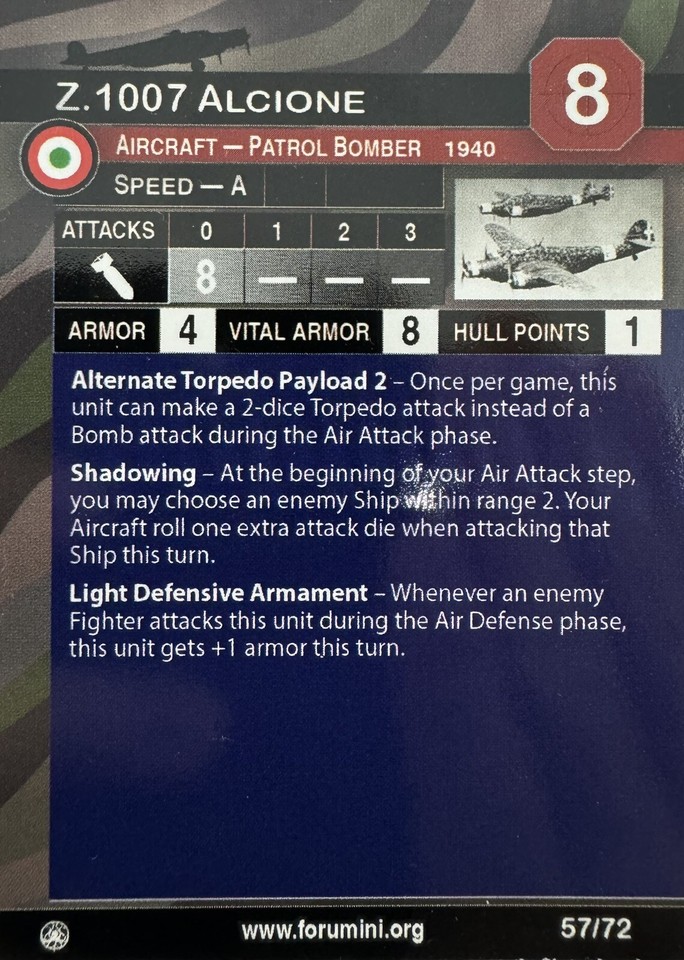 Axis & Allies - War At Sea - Forumini: Z1007 Alcione Italy Patrol Bomber -Deck 4 | eBay