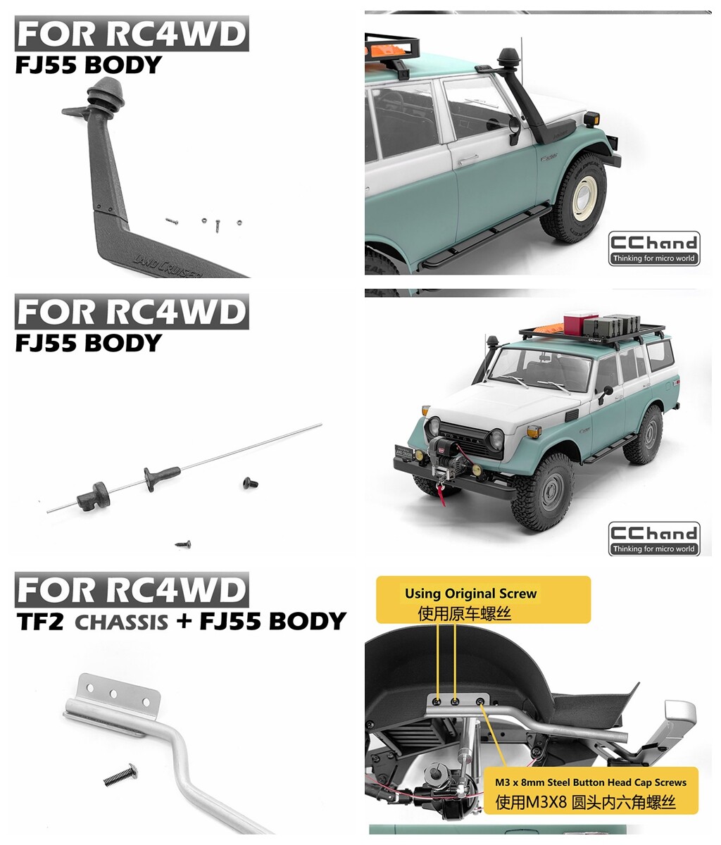 CChand Exhaust Pipe/Snokle Wading pipe/antenna for RC4WD FJ55 TOY RC ...