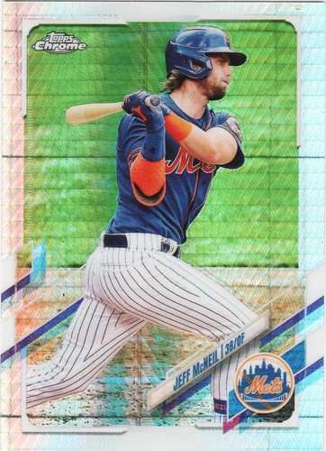 JEFF MCNEIL 2021 TOPPS CHROME PRISM REFRACTOR SP PARALLEL CARD # 214 NY ...