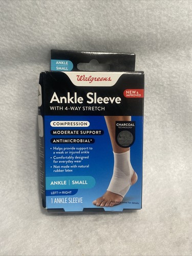 Walgreens Ankle Sleeve 4 WAY STRETCH Moderate Support SMALL CHARCOAL ...