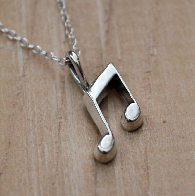 Tiny Beaming Quavers Eighth Notes Necklace -925 Sterling Silver-Music ...