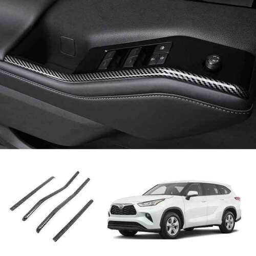 Carbon Fiber Window Lift Panel Switch Strip 4pcs For Toyota Highlander ...