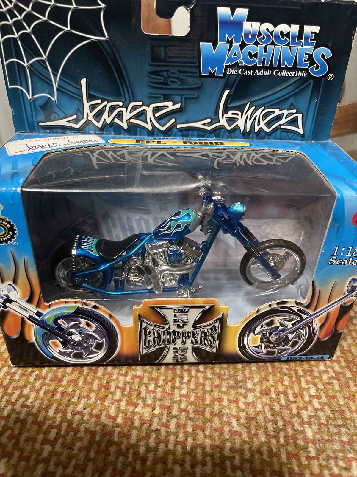 Jesse James West Coast Choppers Diecast CFL RIGID Motorcycle 1:18 Blue ...