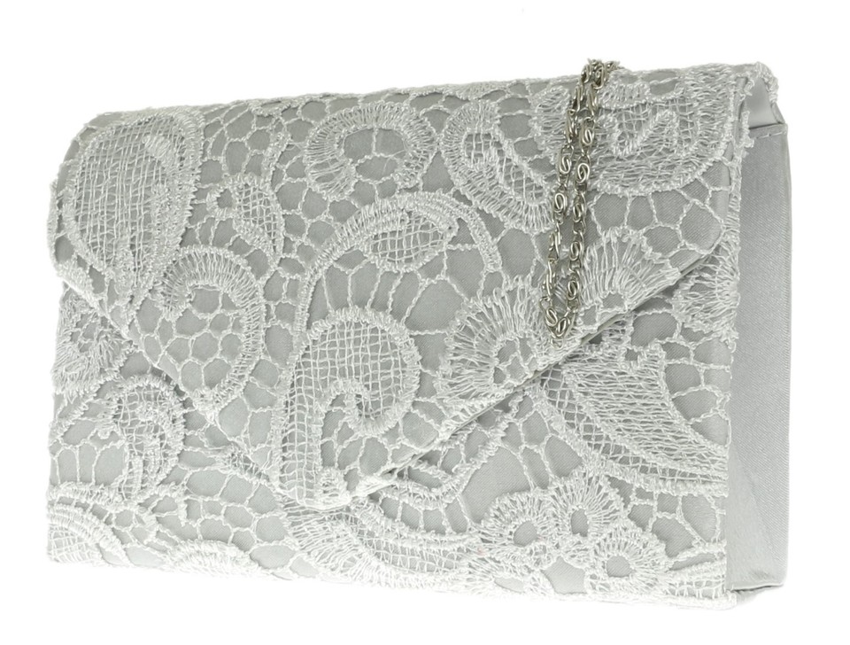 Elegant Satin Lace Clutch Bag Womens Designer Wedding Rose Gold Evening ...