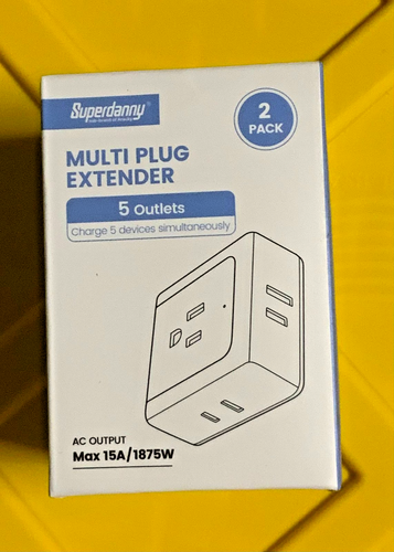 SUPERDANNY 2 Pack Multi Plug Extender 5‑Outlet Wall Adapter 15 A/1875 W ...