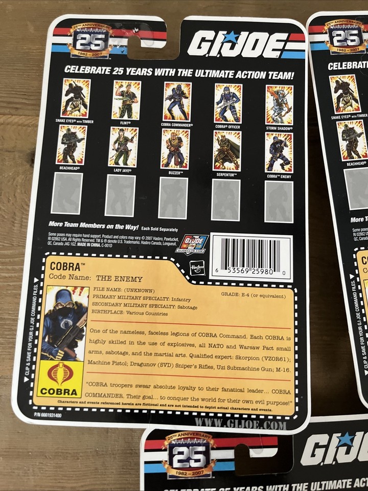 GI Joe 25th Anniversary Cobra Code Name: The Enemy 2007 3.75" 5 Figure ...