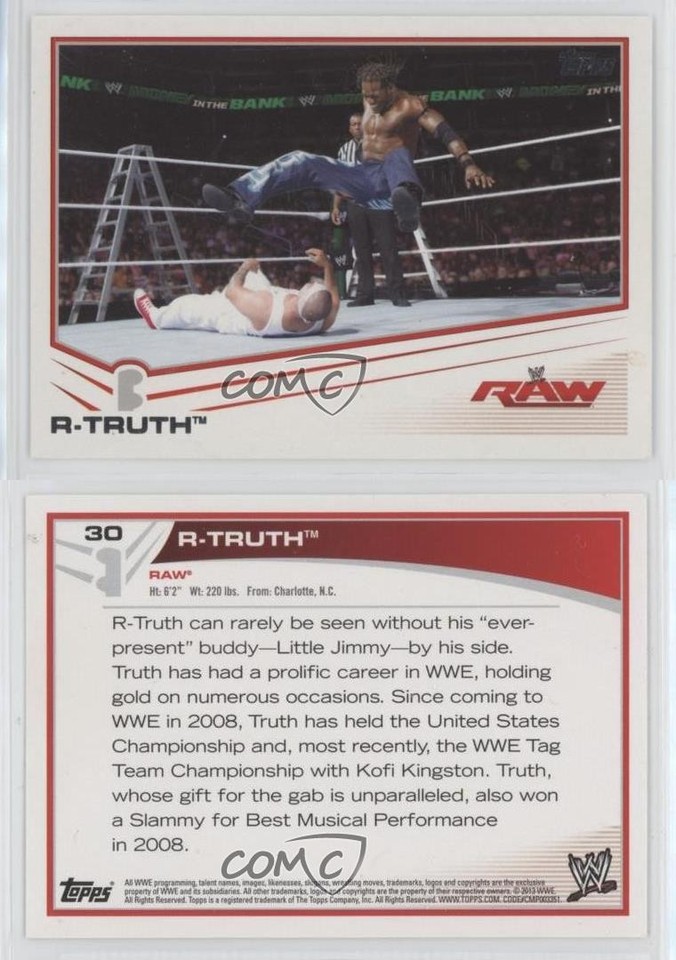 2013 Topps WWE Black R-Truth #30 1fb7 | eBay