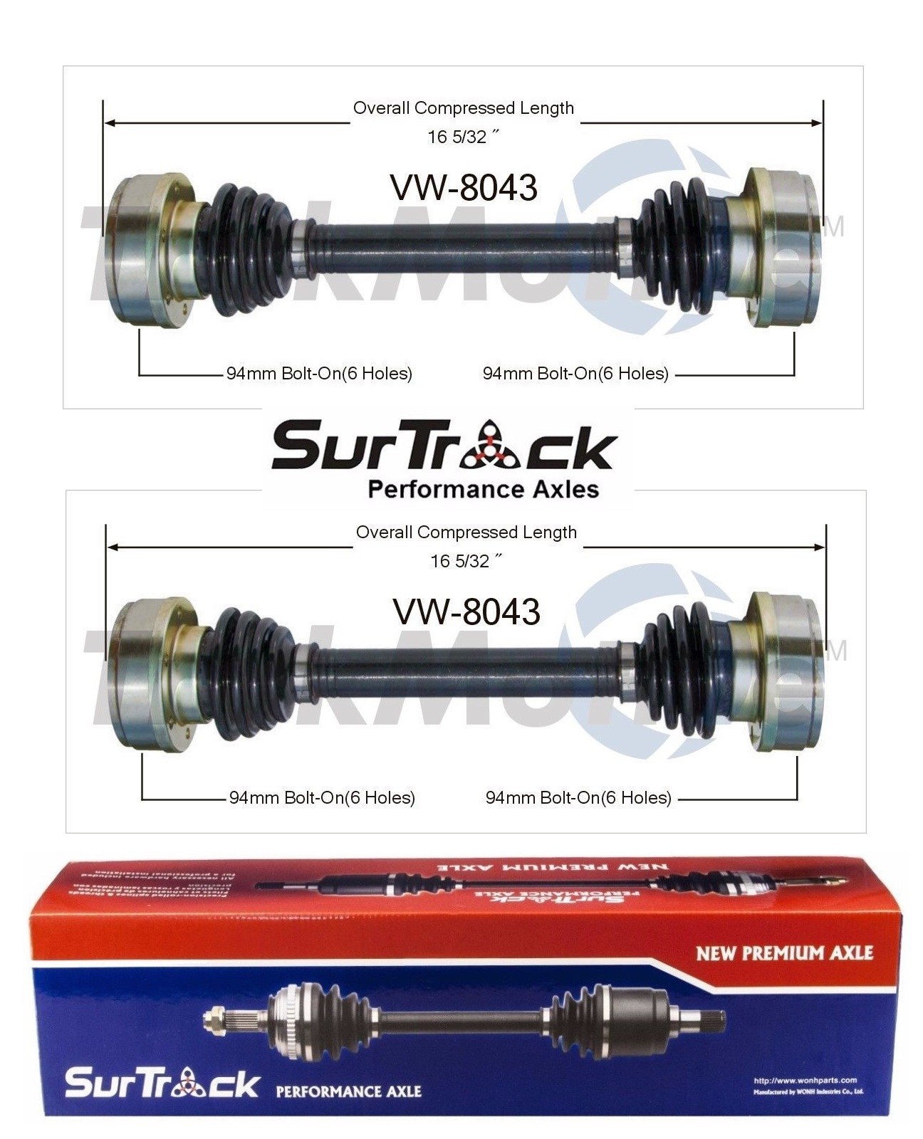 TrakMotive Rear CV Axle Shafts Set Kit For VW Beetle Squareback ...
