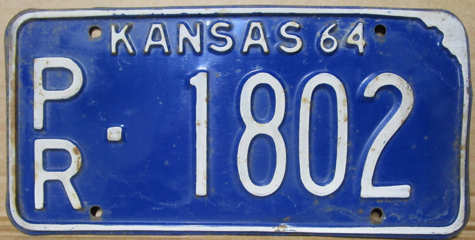 Vintage 1964 Kansas Car Tag - License Plate - PR 1802 - PRATT COUNTY KS ...