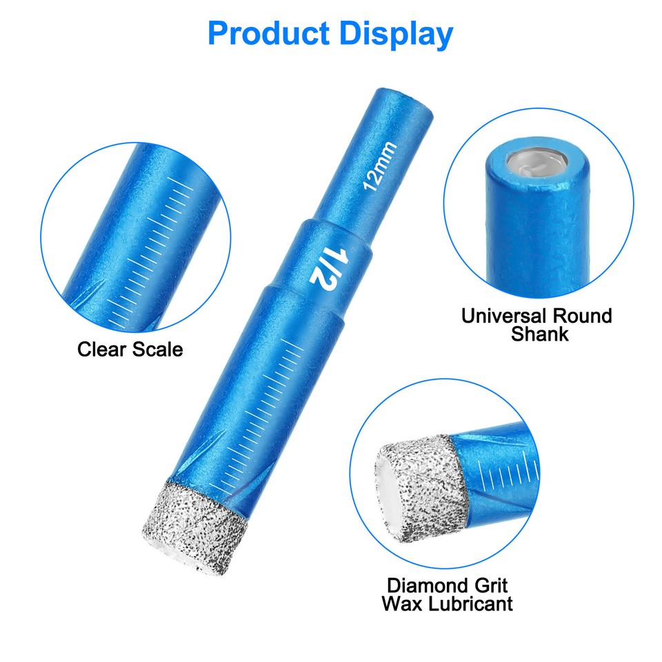 6PCS Dry Diamond Drill Bits Set for Porcelain Ceramic Granite Marble ...