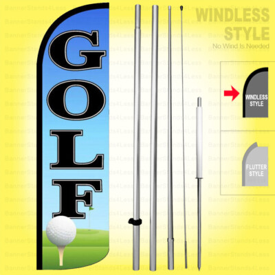 GOLF - Windless Swooper Feather Flag 15' Tall Large Pole Kit Banner ...