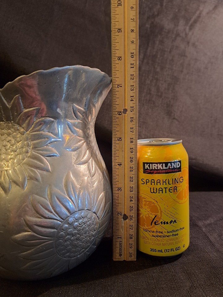 Sunflower Pitcher Vase Cast Aluminum Made in India Flowers Floral Sun ...