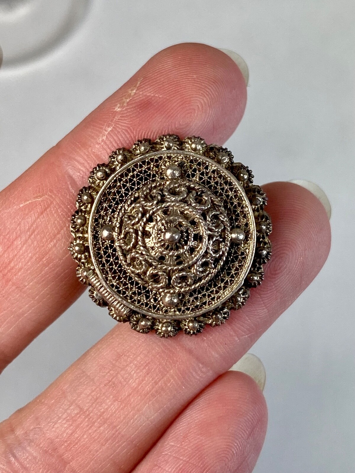 Vintage or Antique Etruscan Byzantine Ottoman filligree silver poison ...