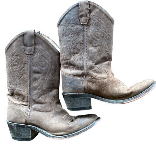 CODY JAMES Real Leather Brown Cowboy Boots Western Stitch Detail Women ...