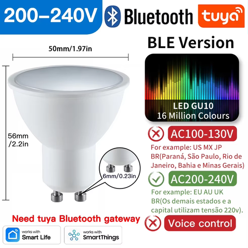 Tuya Wifi/Zigbee GU10 LED Bulb White Dimmable Lamp RGB C+W Smart Life ...